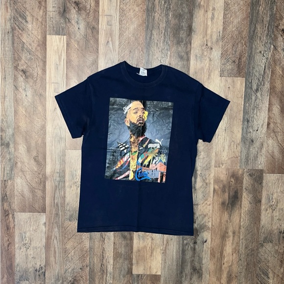 Gildan | Shirts | Nipsey Hussle Blue Graphic Tshirt Medium | Poshmark